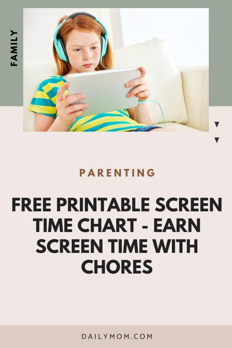 Free Printable Screen Time Chart: Earn Time Chore Chart